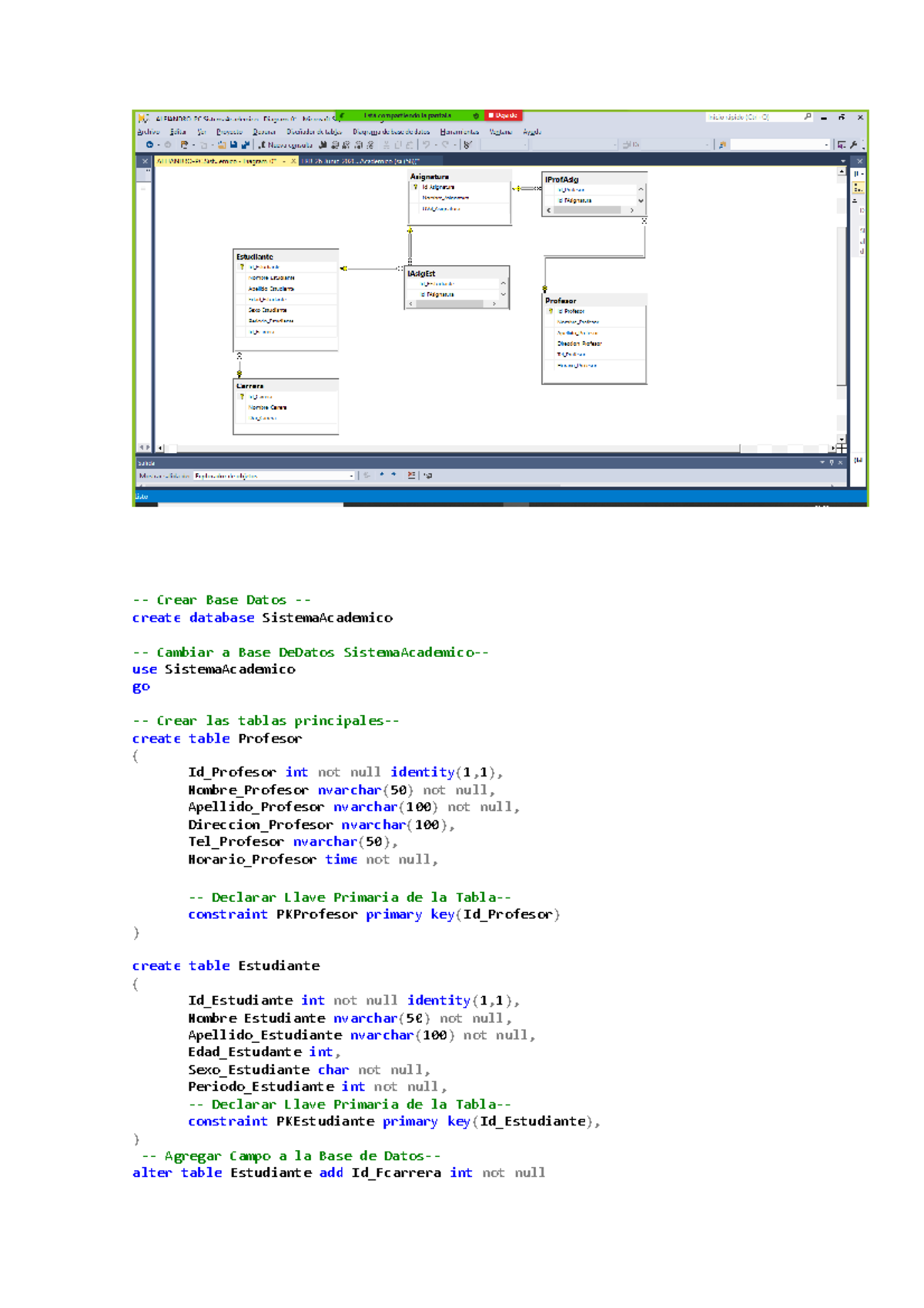 Tarea BD - Muestra unos pasos para crear una base de datos en SQL ...
