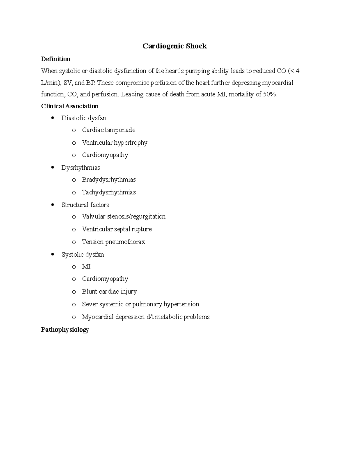 Cardiogenic Shock - Cardiogenic Shock Definition When systolic or ...