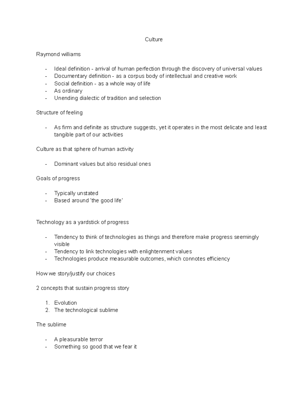 Cs213 notes - Culture Raymond williams Ideal definition - arrival of ...