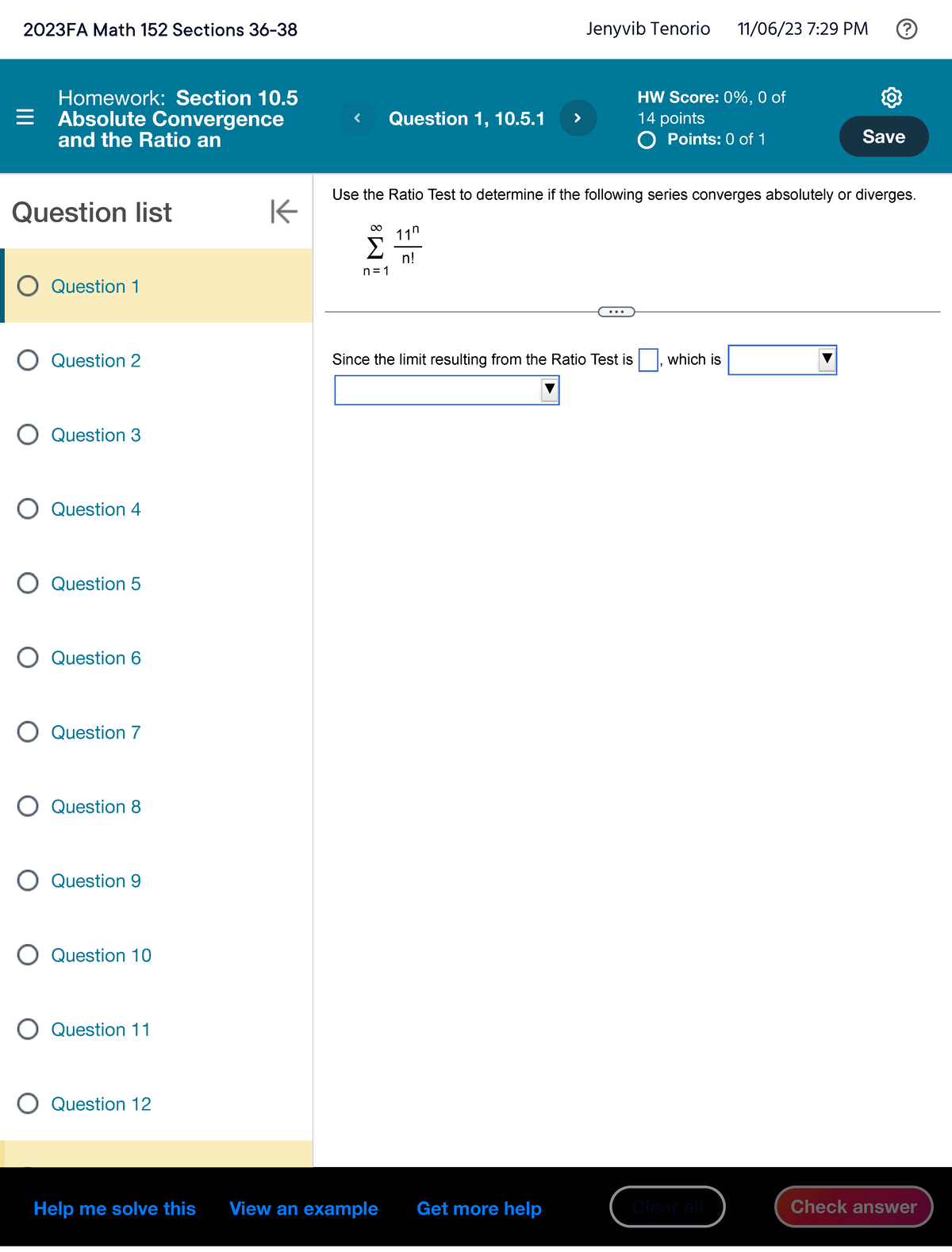 Do Homework - Section 10.5 Absolute Convergence and the Ratio and Root ...