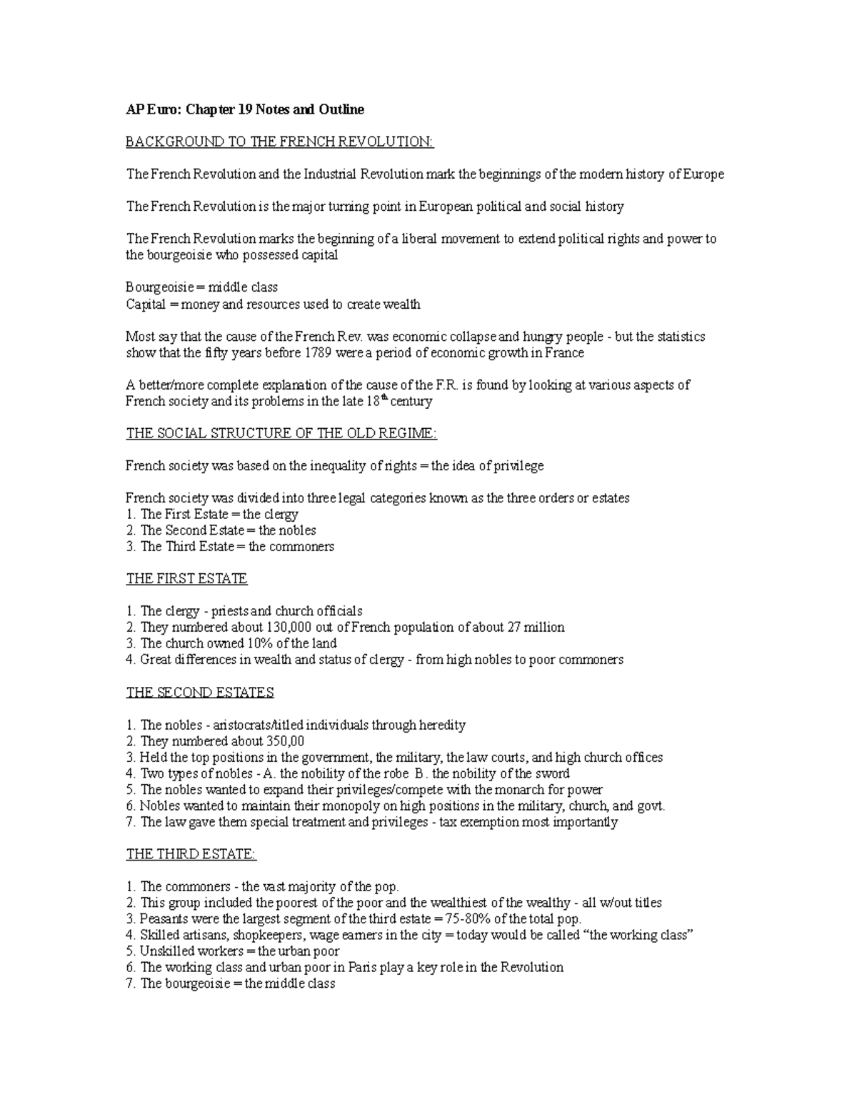 APEuro-Chapter 19Notesand Outline - AP Euro: Chapter 19 Notes and ...