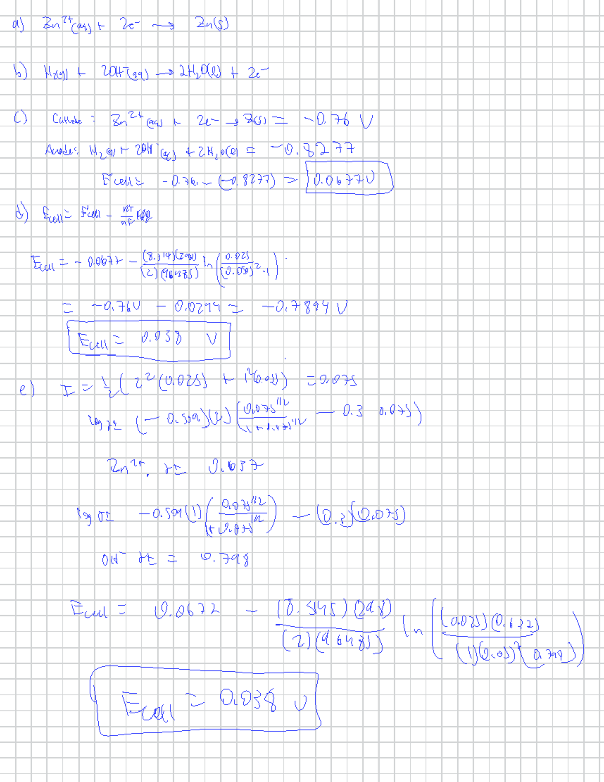 Physicial Chemistry PS18 - a) Enitcan + 25 > Zn(s) b) Hays + 20Has ...