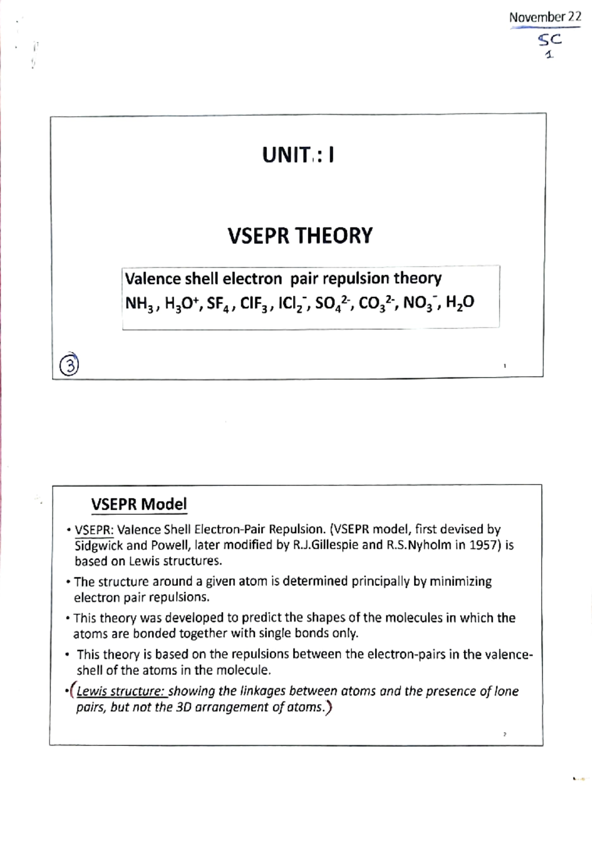 Vsepr Theory - 3 UNIT:I VSEPRModel VSEPR THEORY Valence shellelectron ...