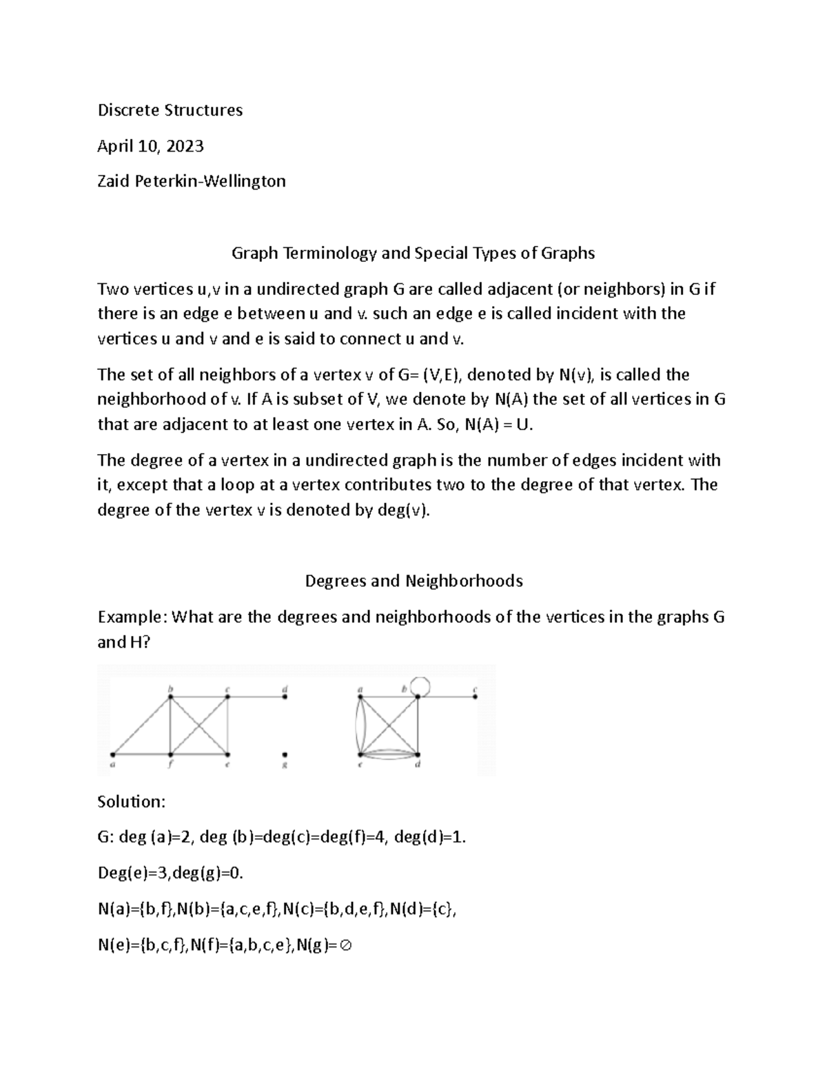 721 Graph Terminology And Special Types Of Graphs Discrete Structures April 10 2023 Zaid 