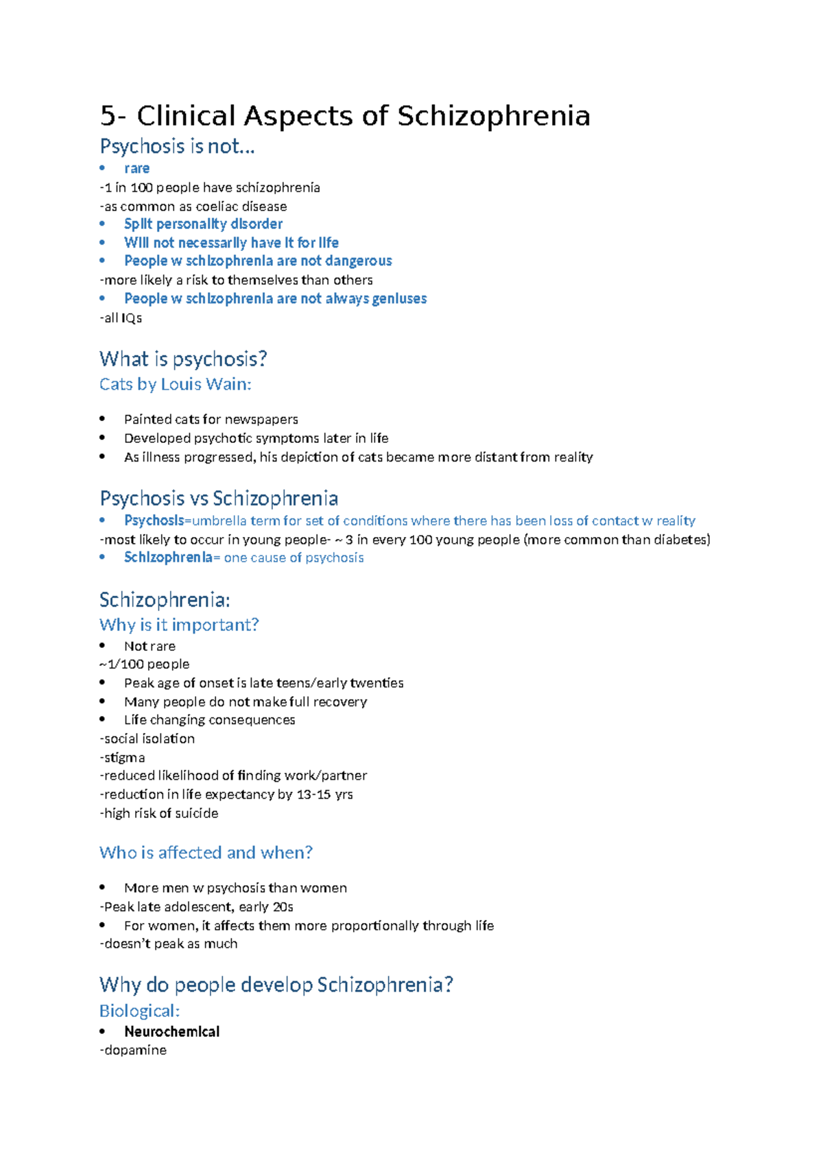 Lecture 5- clinical aspects of scizophrenia - 5- Clinical Aspects of ...
