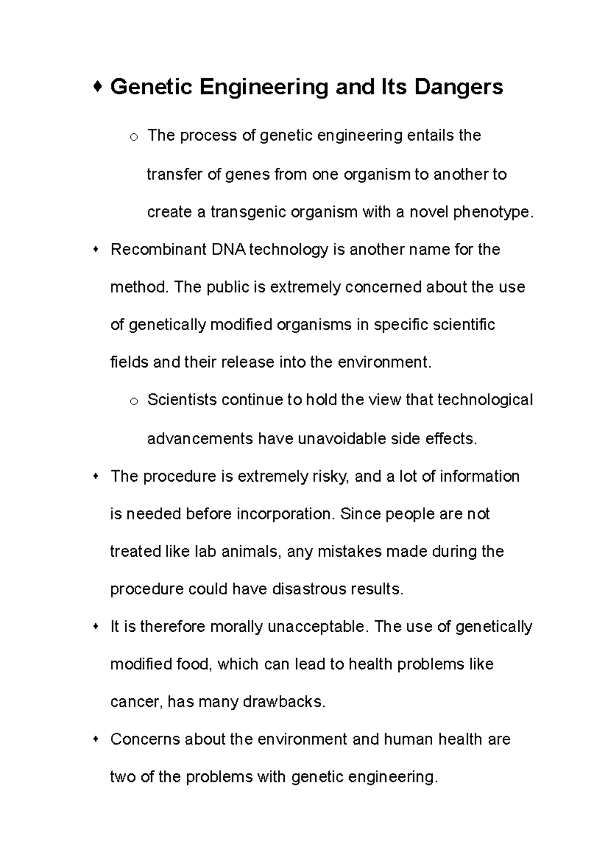 Genetic Engineering and Its Dangers - Recombinant DNA technology is ...