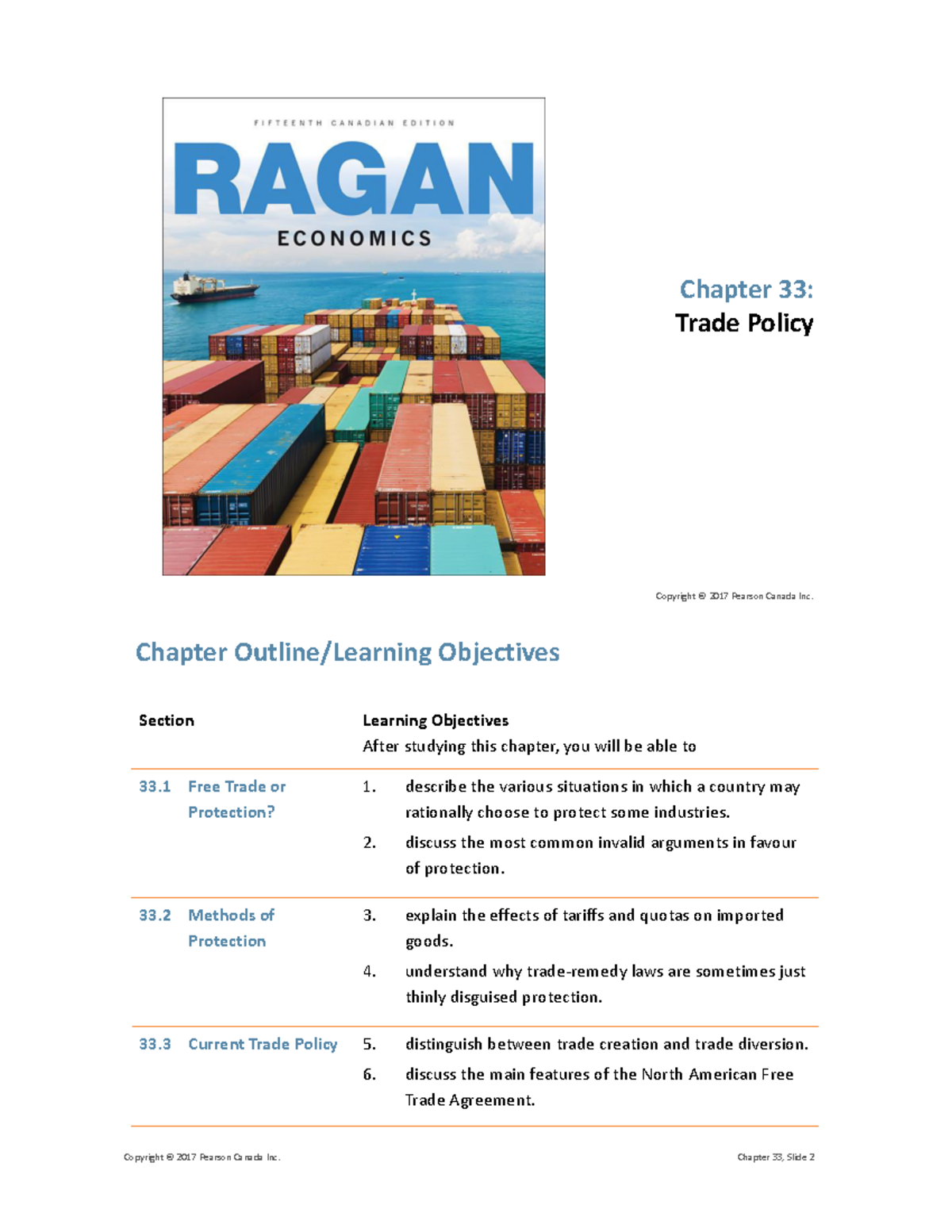 Ch - textbook - Chapter 33: Trade Policy Copyright © 2017 Pearson ...