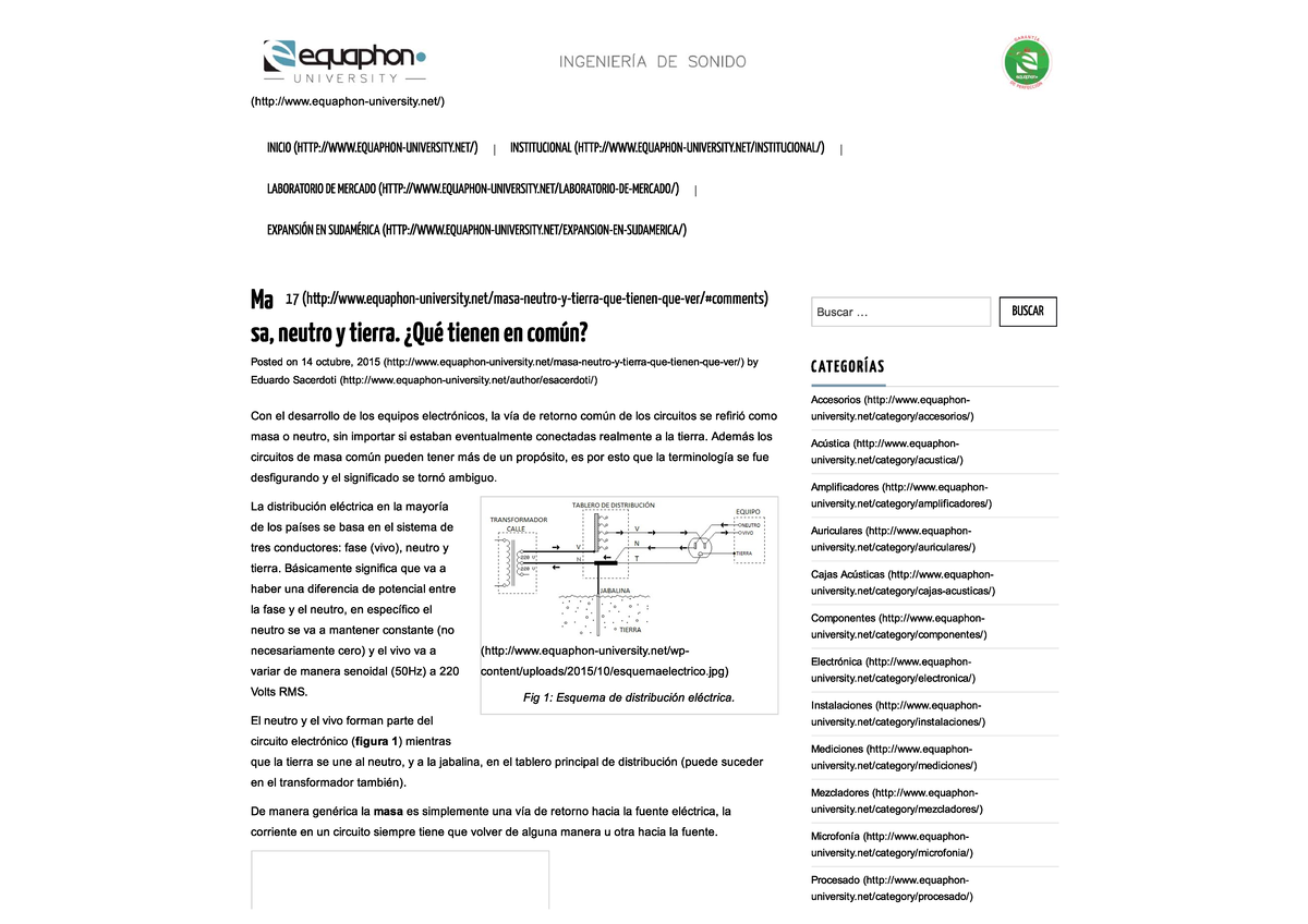 Masa, neutro y tierra. Qué tienen en común - instalaciones electricas interiores - Studocu