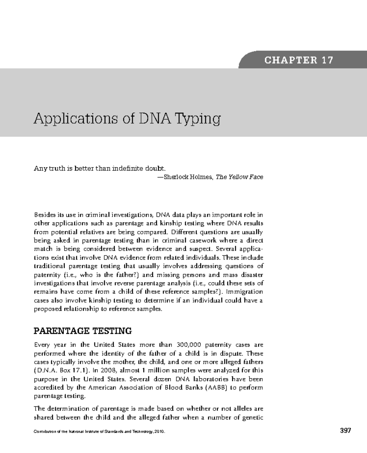 Applications Of Dna Typing Contribution Of The National Institute Of Standards And Technology
