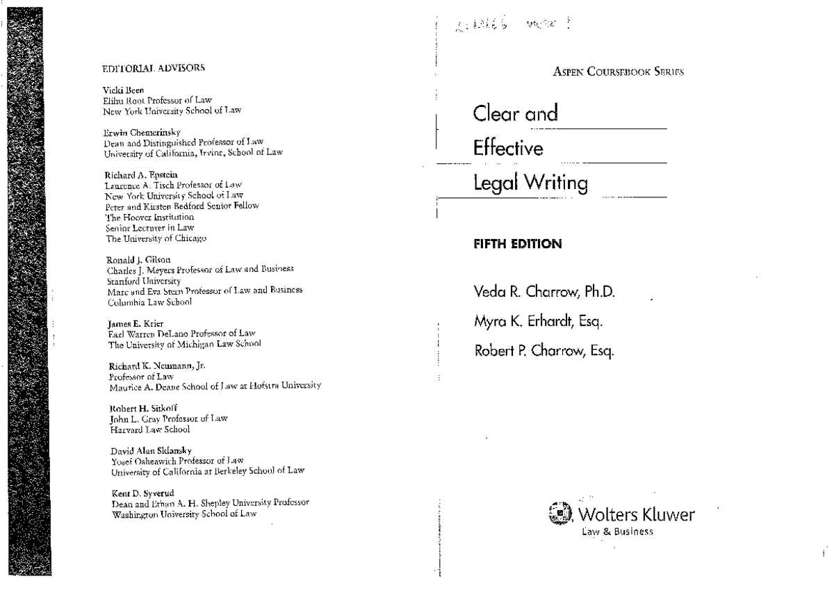 Charrow et al. Chs 2 10 - Legal Method - Studocu