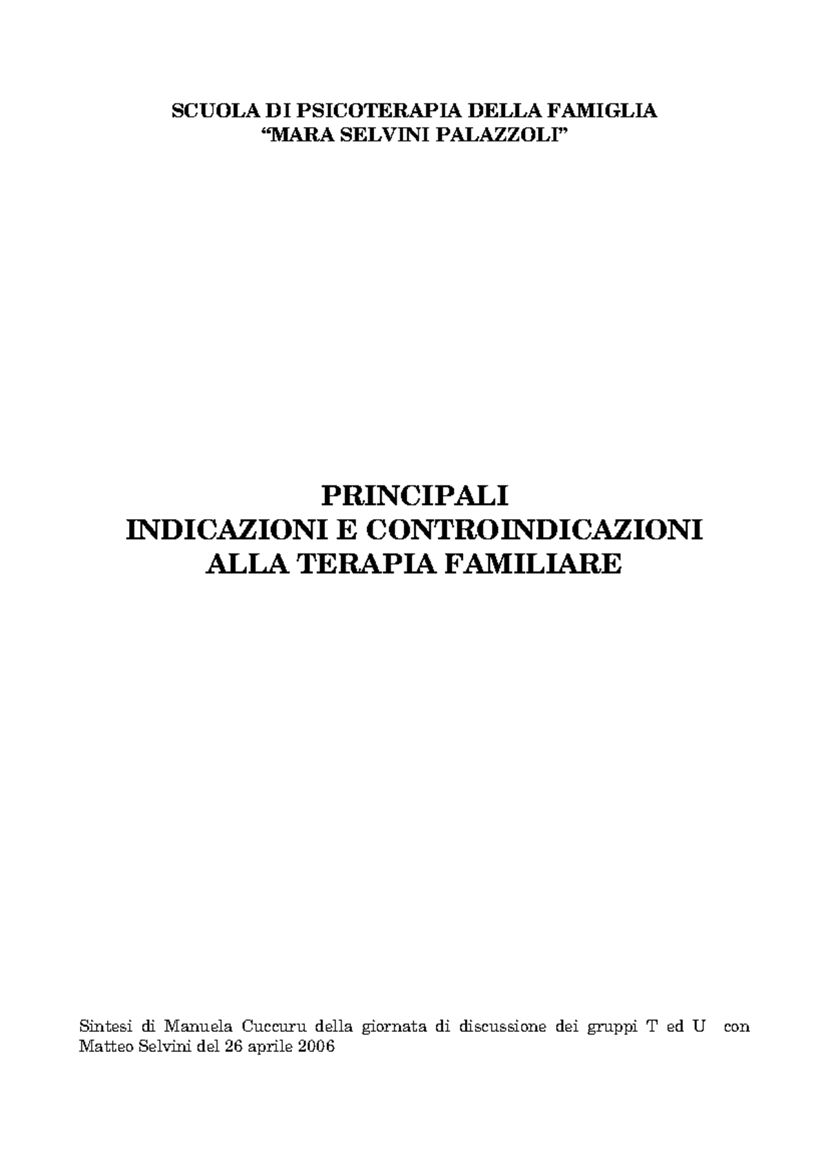 Indicazione terapia familiare - SCUOLA DI PSICOTERAPIA DELLA FAMIGLIA ...