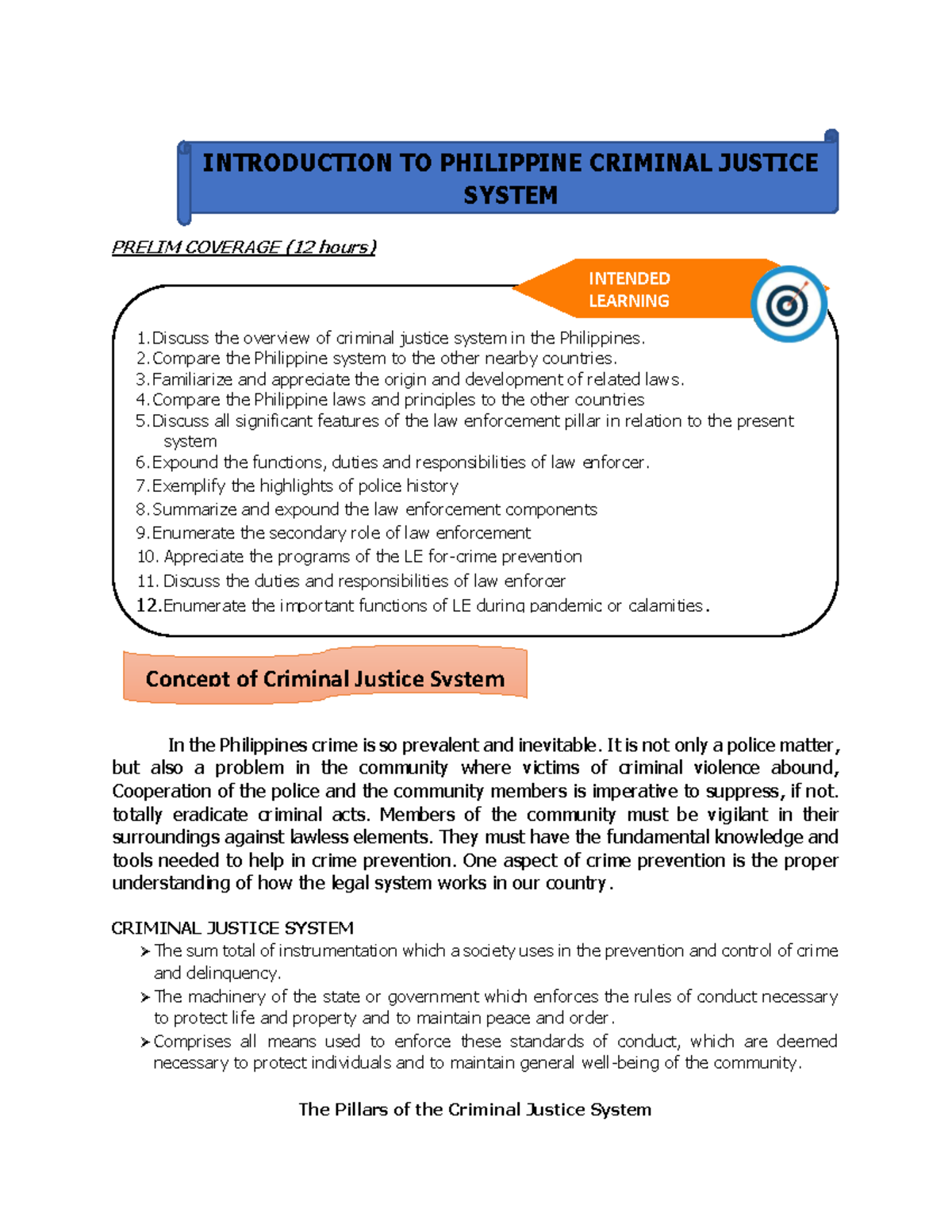 Prelim Coverage Part 1 Second Semester Prelim Coverage 12 Hours In The Philippines Crime Is