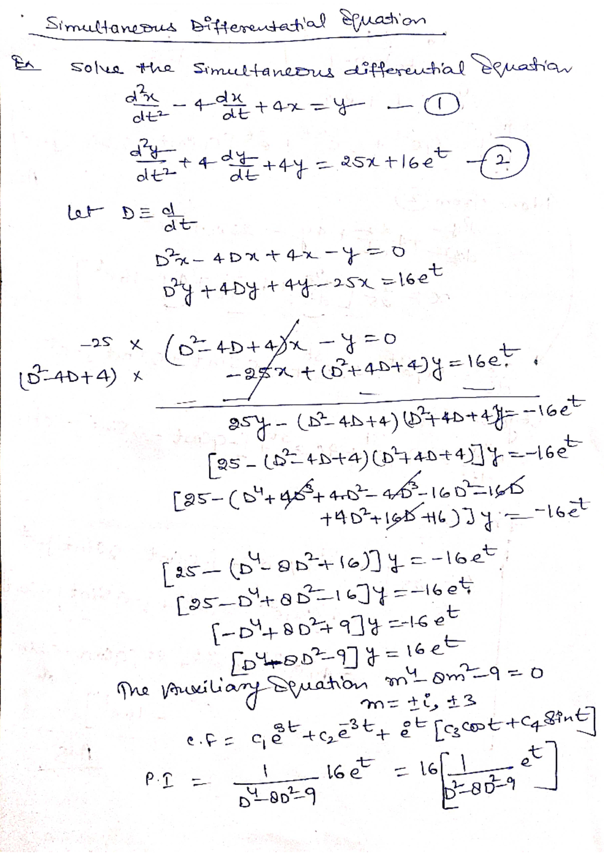 Simultaneous Differential Equation - B.tech - Studocu