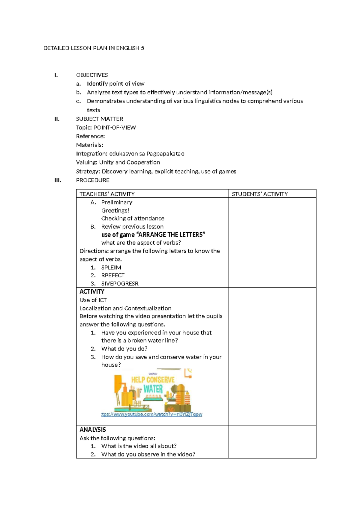 Detailed Lesson PLAN IN English 5 - DETAILED LESSON PLAN IN ENGLISH 5 I ...