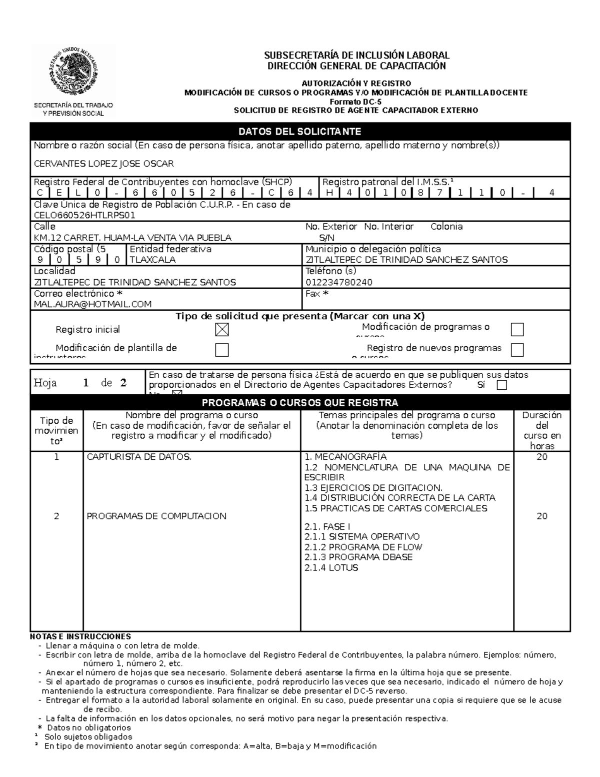 DC-5 Formato - SUBSECRETARÍA DE INCLUSIÓN LABORAL DIRECCIÓN GENERAL DE ...