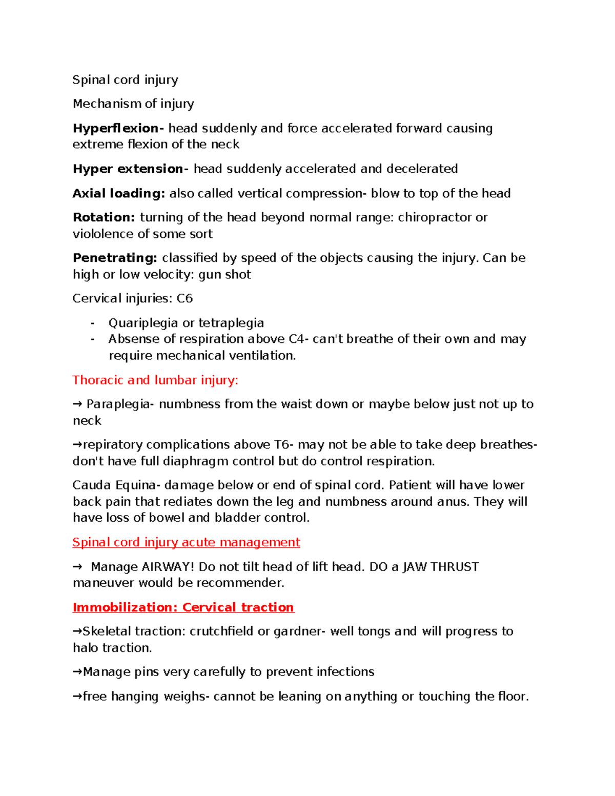 Spinal cord injury - powerpoint - Spinal cord injury Mechanism of ...