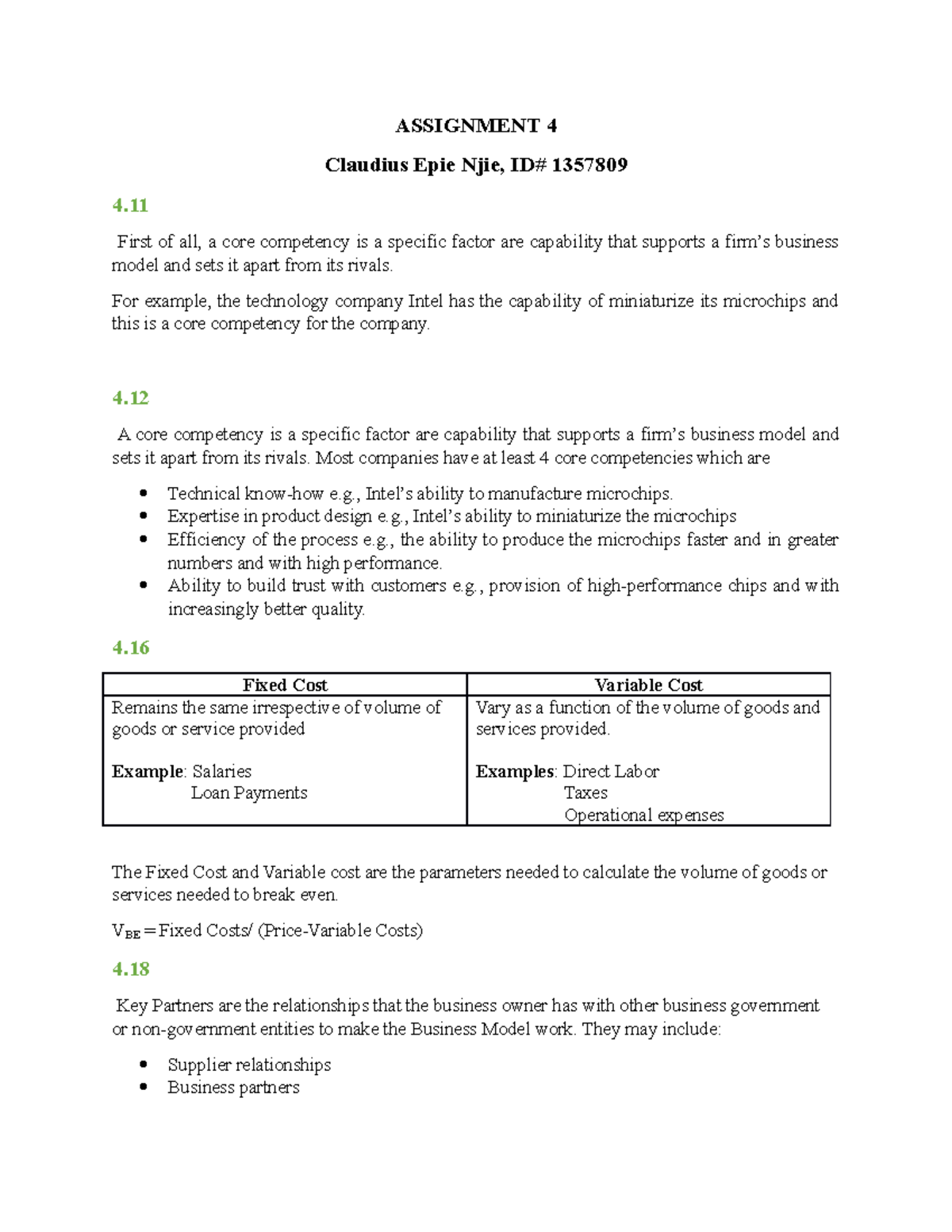 Assignment FOR FORMING A COMPANY - ASSIGNMENT 4 Claudius Epie Njie, ID ...