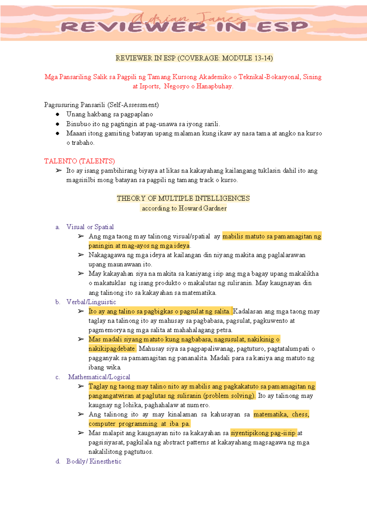 Reviewer IN ESP ( Coverage Module 13-14) - REVIEWER IN ESP (COVERAGE ...