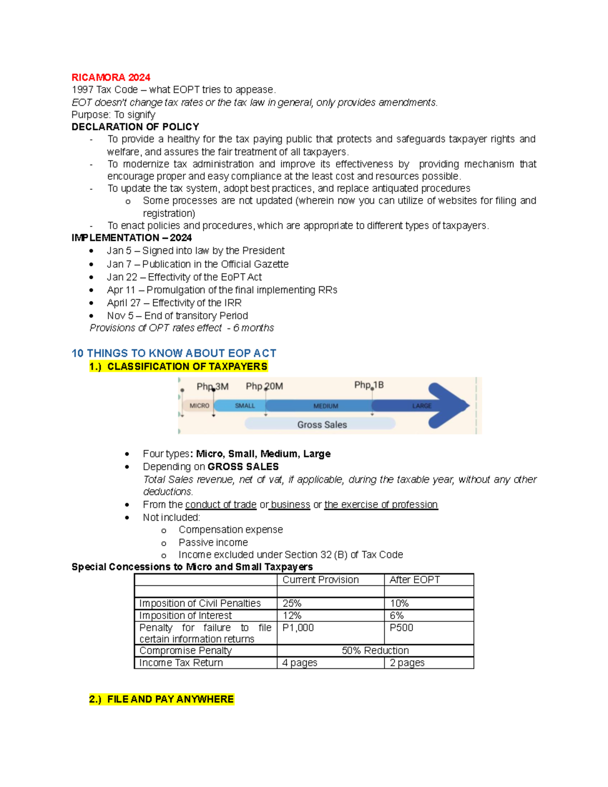 10 Things TO KNOW About EOP ACT - RICAMORA 2024 1997 Tax Code – what ...