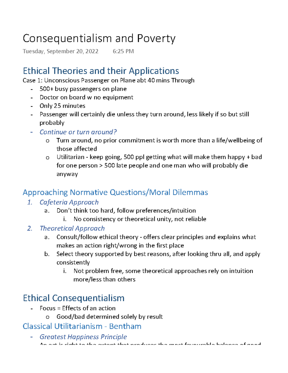 Week 2 Consequentialism and Poverty - Ethical Theories and their Applications Case 1 ...
