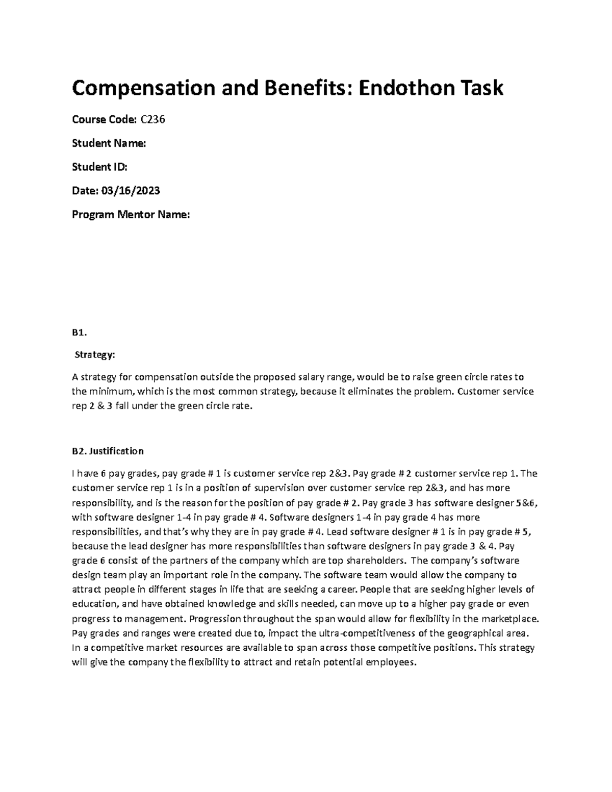 Compensation and Benefits Revision - Copy (2) - C236 - WGU - Studocu