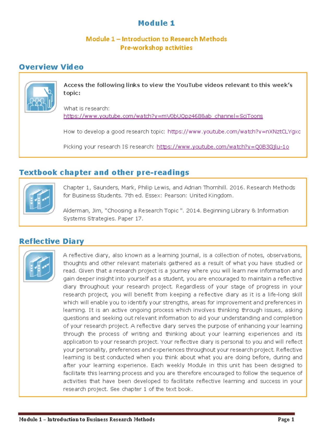 Module 1 IBRM pre-workshop activities 2023 - Module 1 Module 1 ...