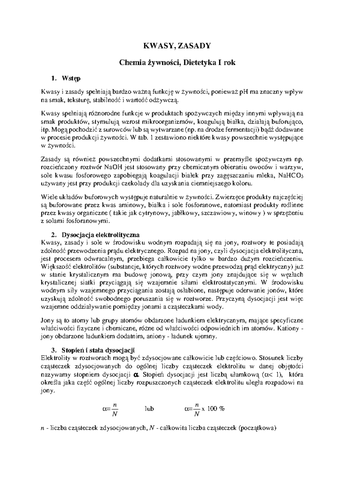 Chemia żywności - kwasy i zasady - KWASY, ZASADY Chemia żywności ...