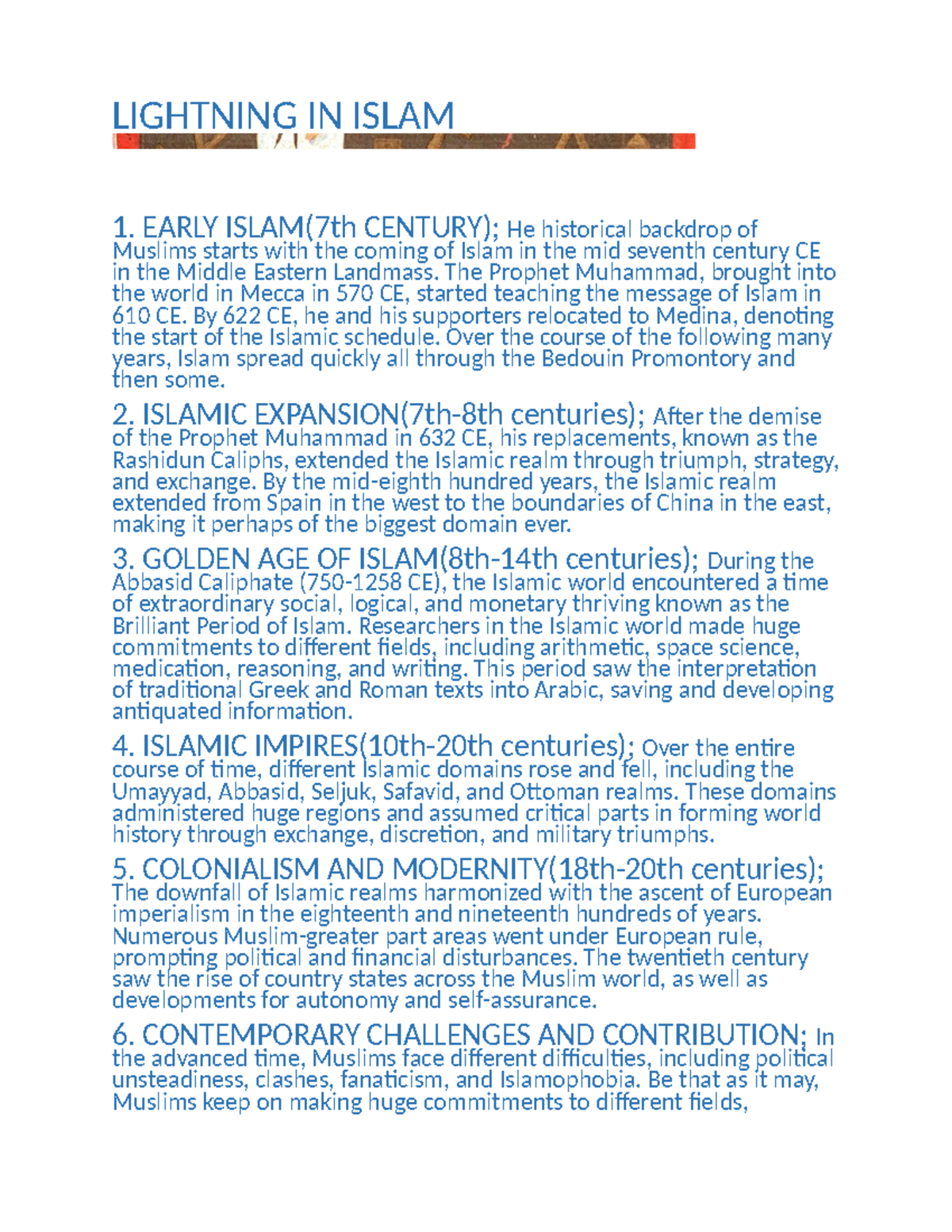 Lightning IN Islam - SUFI - LIGHTNING IN ISLAM 1. EARLY ISLAM(7th ...