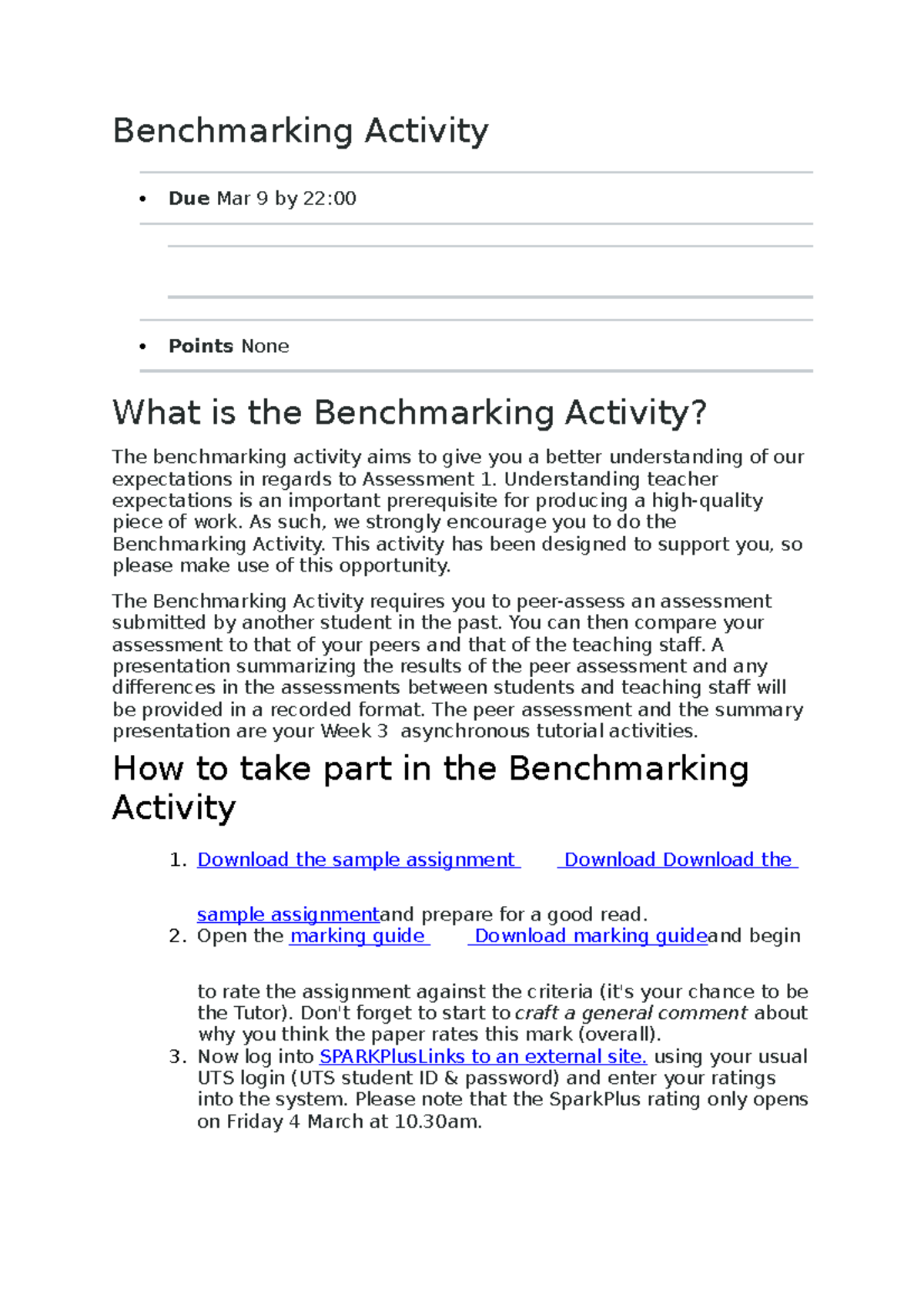 Benchmarking Activity for assingment. - Benchmarking Activity Due Mar 9 ...