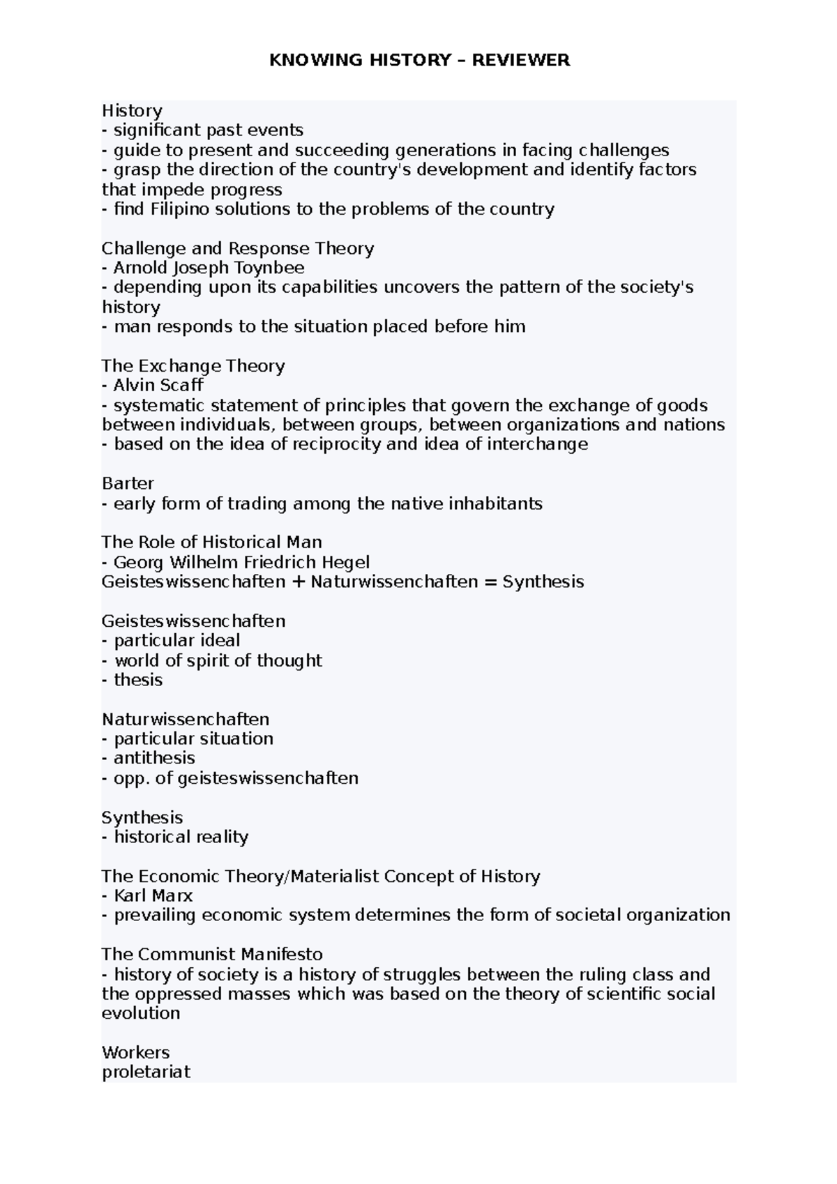 Knowing- History-Reviewer - KNOWING HISTORY – REVIEWER History ...