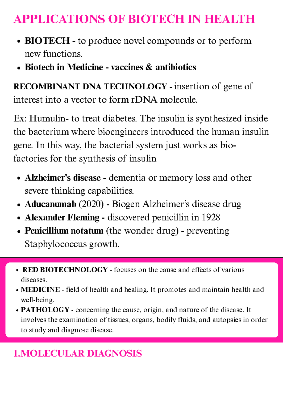 Biotech - APPLICATIONS OF BIOTECH IN HEALTH RECOMBINANT DNA TECHNOLOGY ...