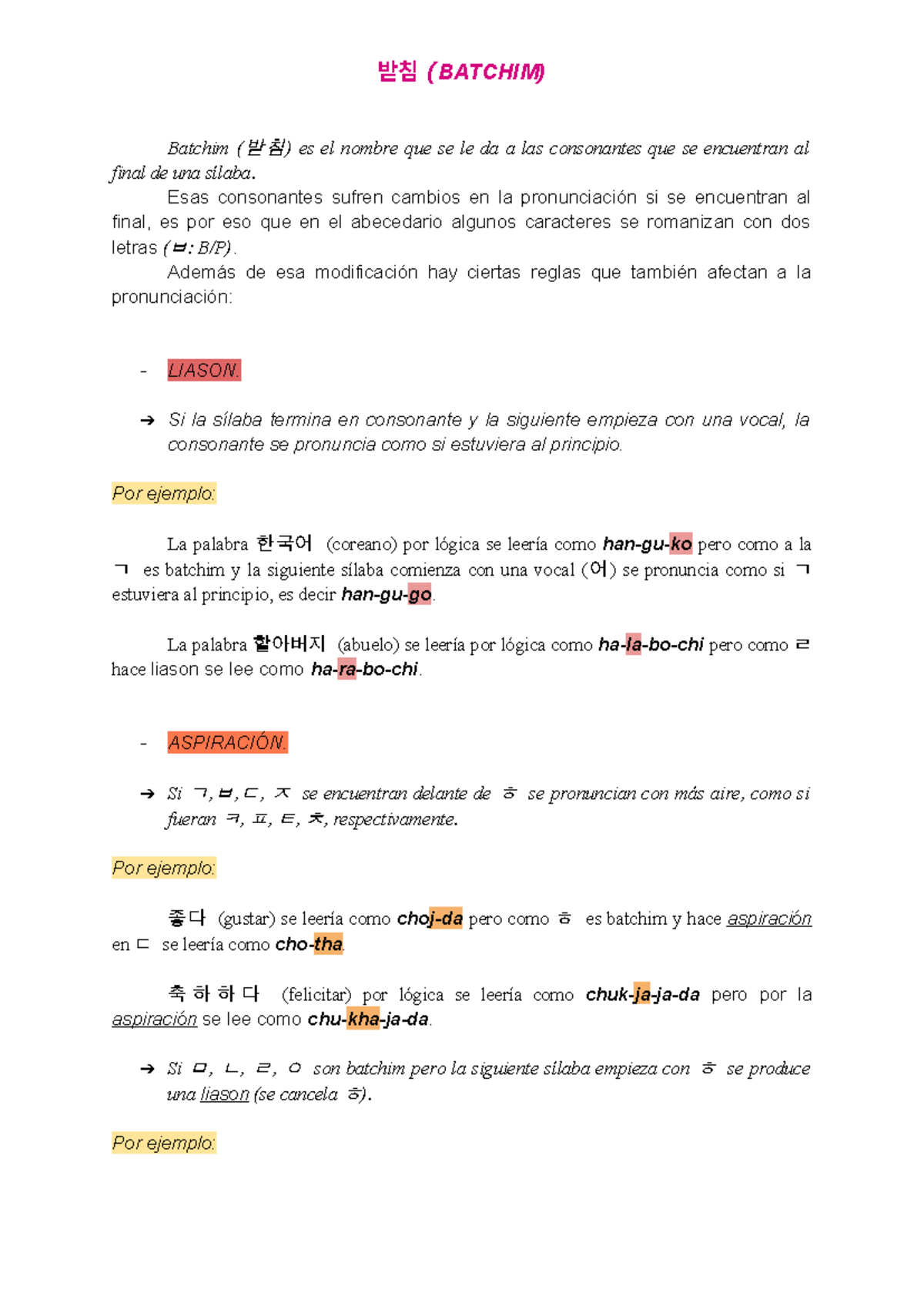 -batchim compress - Libro de coreano - 받침 (BATCHIM) Batchim ( 받 침 ) es el nombre que se le da a ...