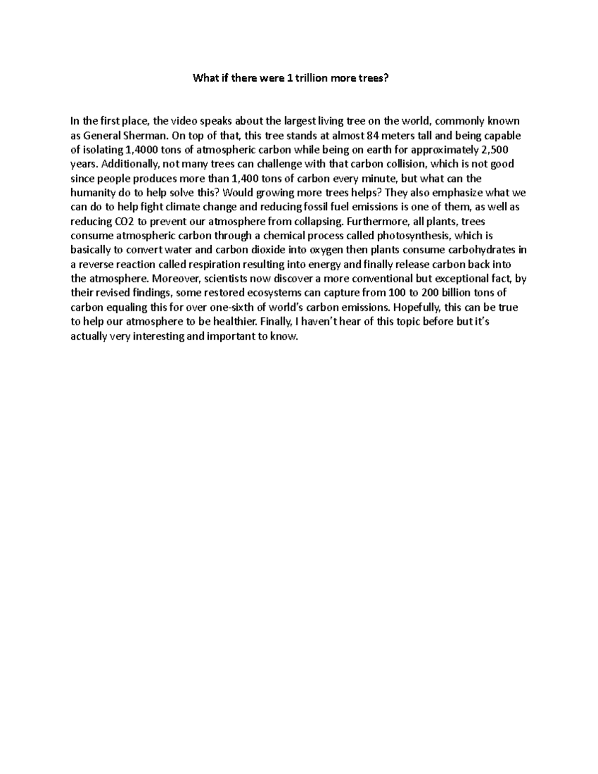 What if there were 1 trillion more trees - On top of that, this tree ...