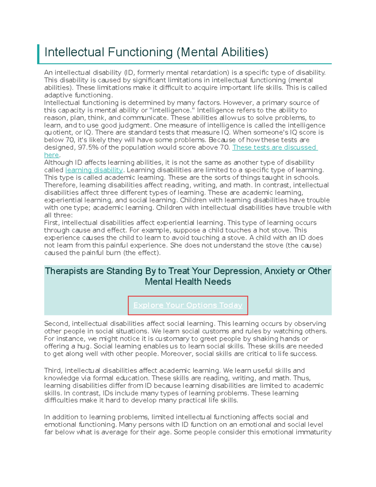 Intellectual and Adaptive Functioning Readings - Intellectual ...