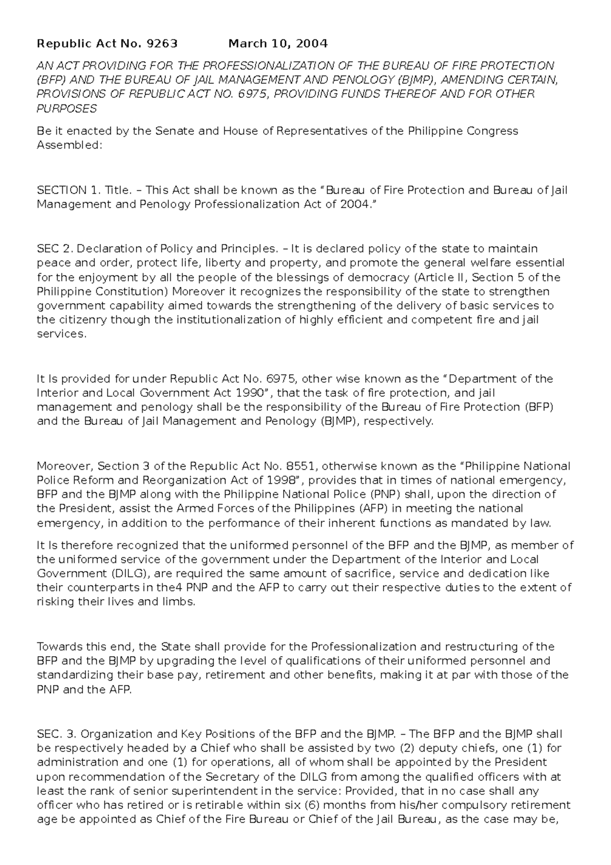 RA 9623 - criminology subject - Republic Act No. 9263 March 10, 2004 AN ...