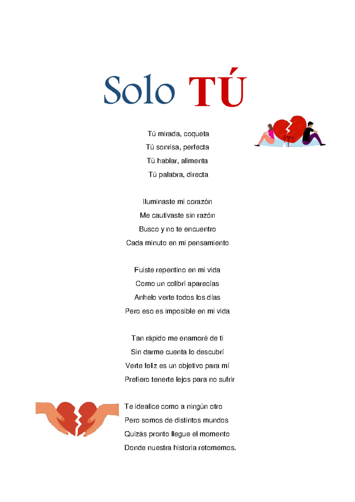Tú mirada- poema de amor - Tú mirada, coqueta Tú sonrisa, perfecta Tú ...