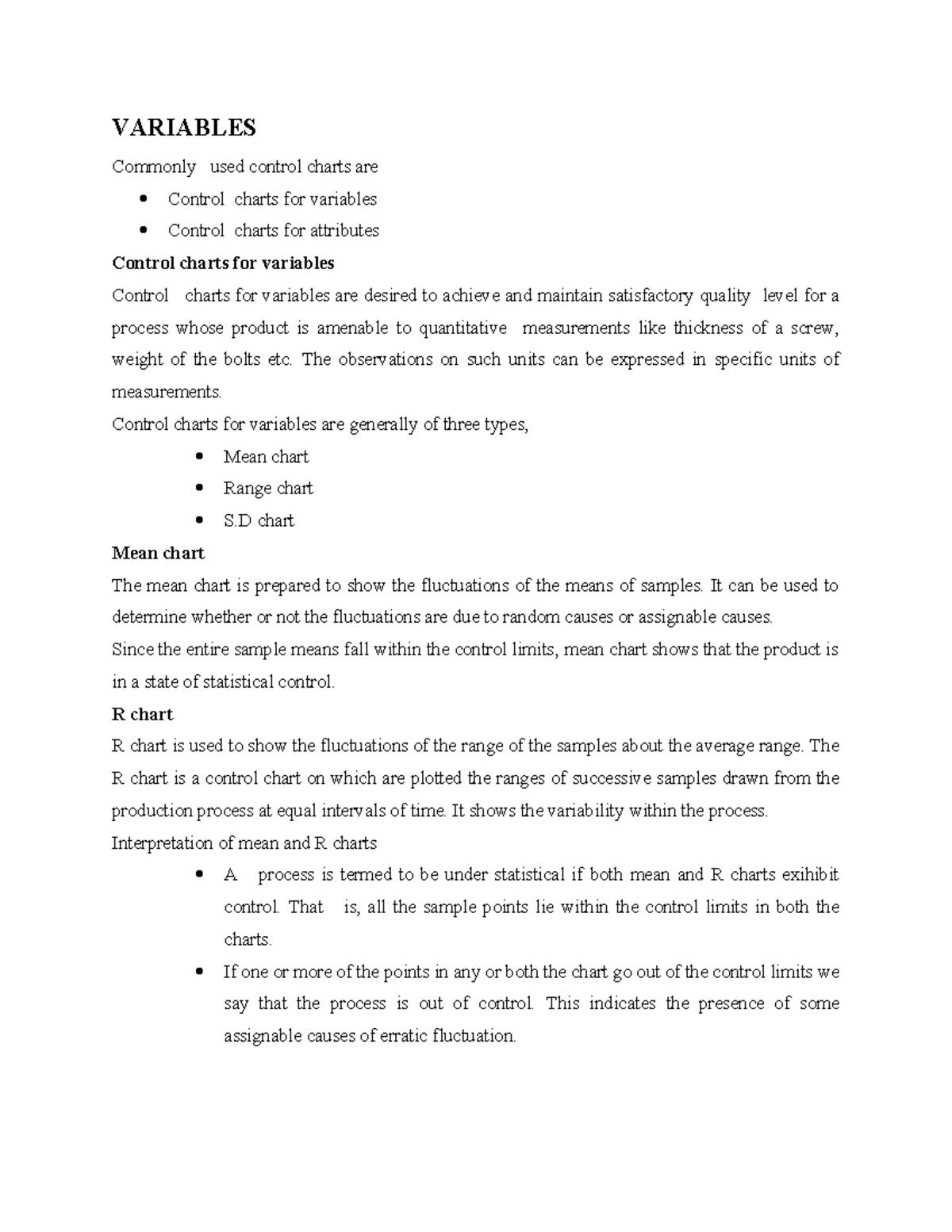 Variables - VARIABLES Commonly used control charts are Control charts ...