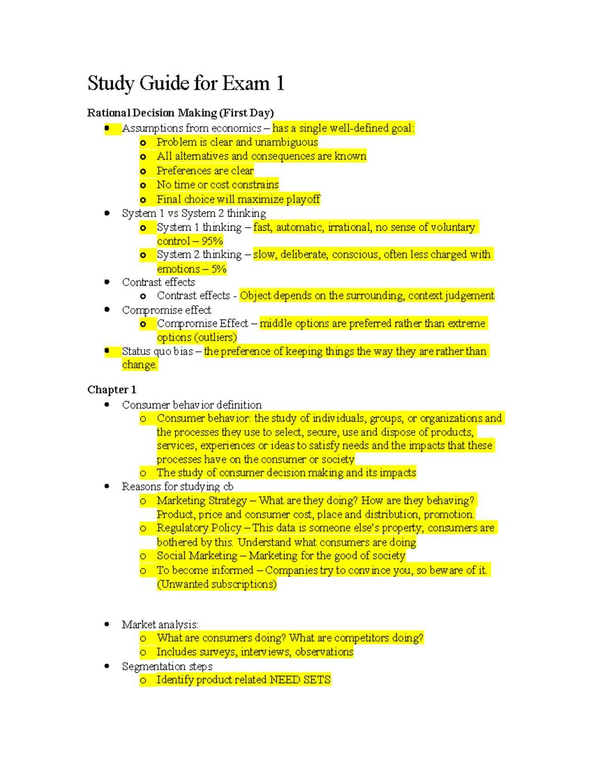 Study Guide Exam 1 - Exam 1 prep materials with answers - Study Guide ...