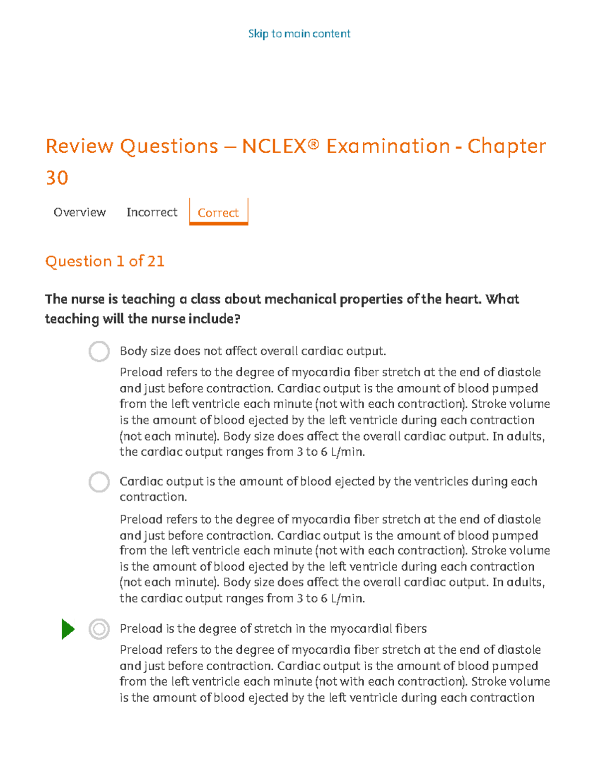Cariac - Cardiac evolve pratice questions - Review Questions – NCLEX ...