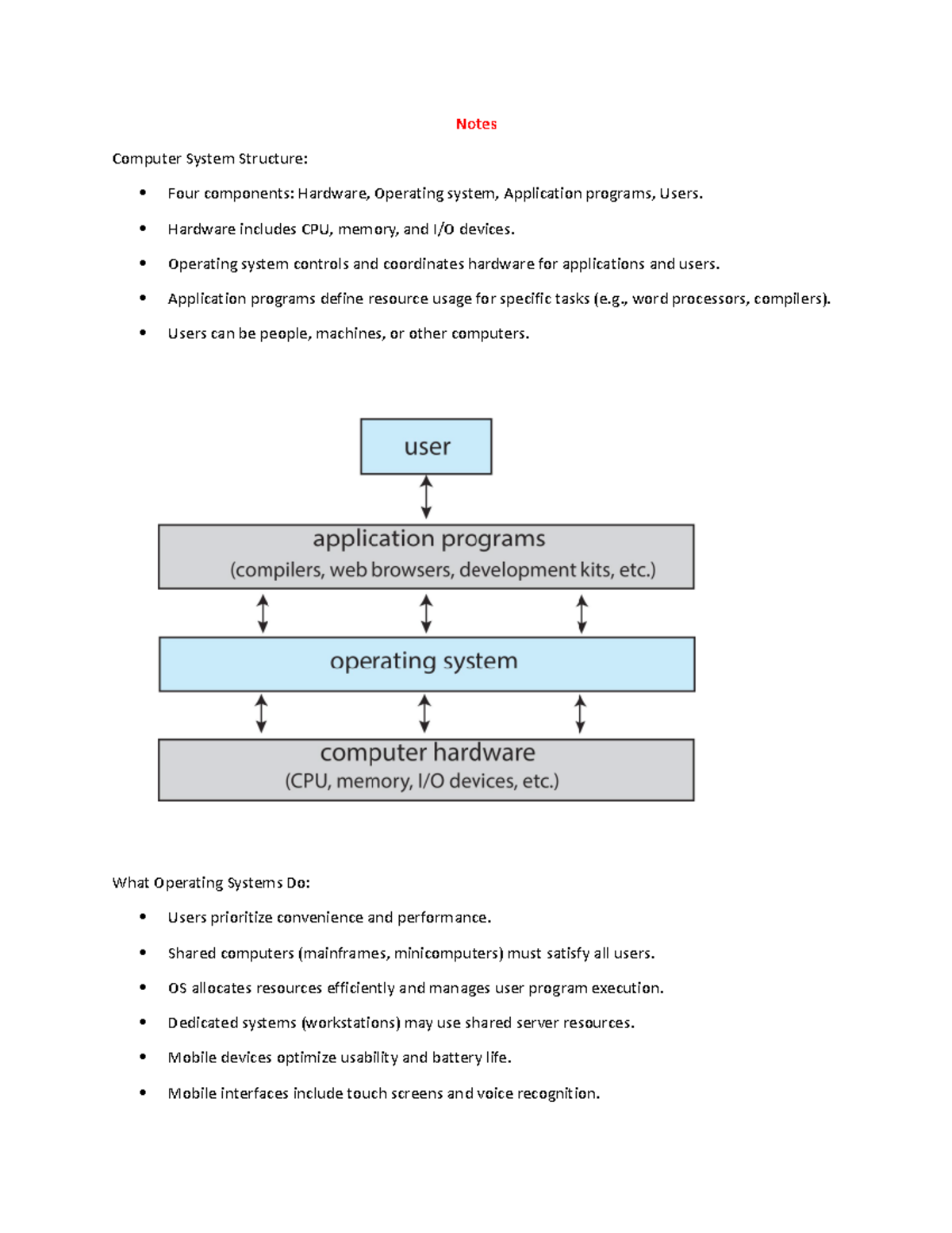COMP346 - First Chapter - Introduction - Notes Computer System ...