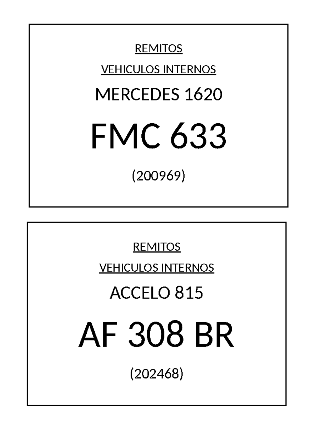 Caratulas Remitos Vehiculos Internos - VEHICULOS INTERNOS MERCEDES 1620 ...