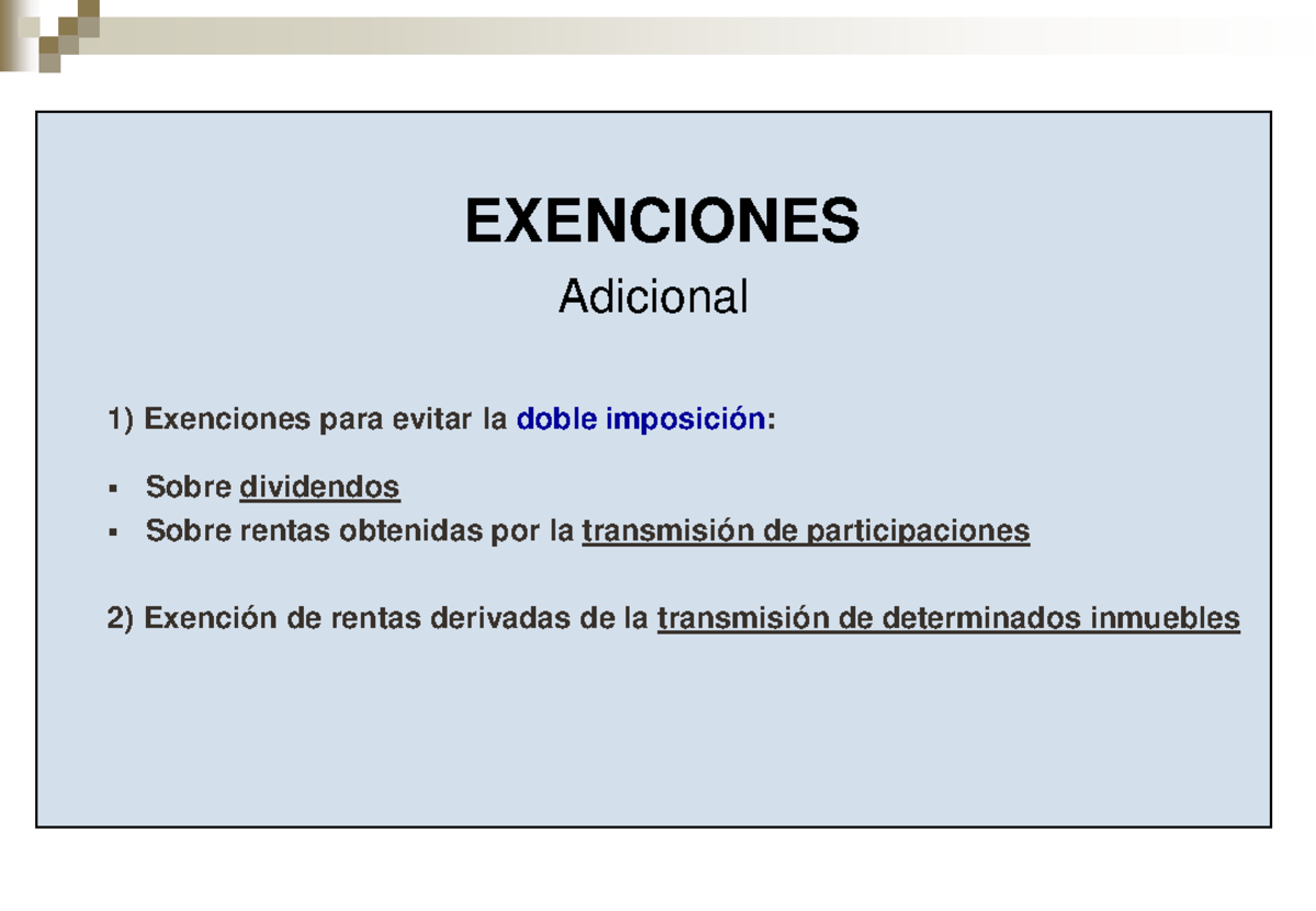 RESUMEN EXENCIONES IS 2021 SF I - EXENCIONES Adicional Exenciones para ...