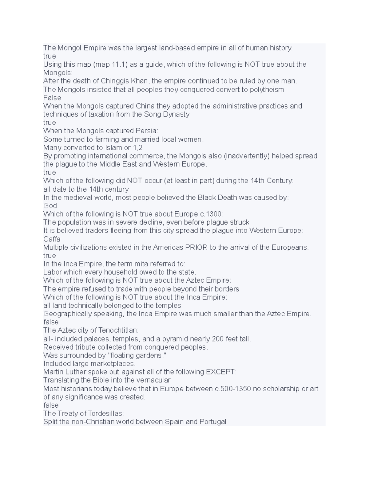 HIST 1 - Practice - The Mongol Empire was the largest land-based empire ...