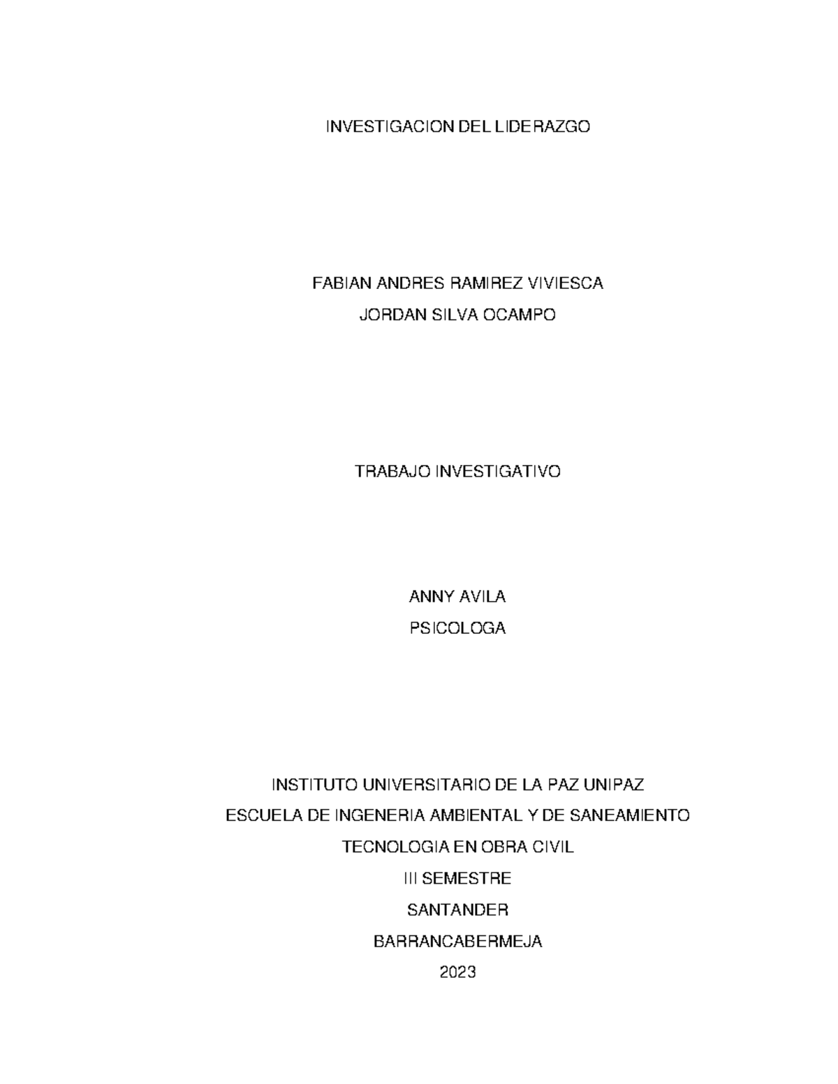 Humanidades II - INVESTIGACION DEL LIDERAZGO FABIAN ANDRES RAMIREZ ...