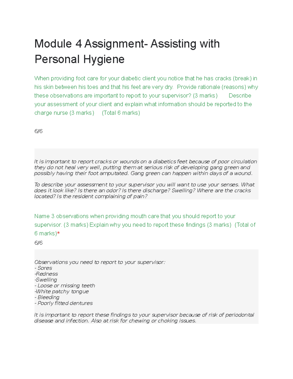Module 4 Assignment - Assisting with Personal Hygiene - Module 4 Assignment- Assisting with ...
