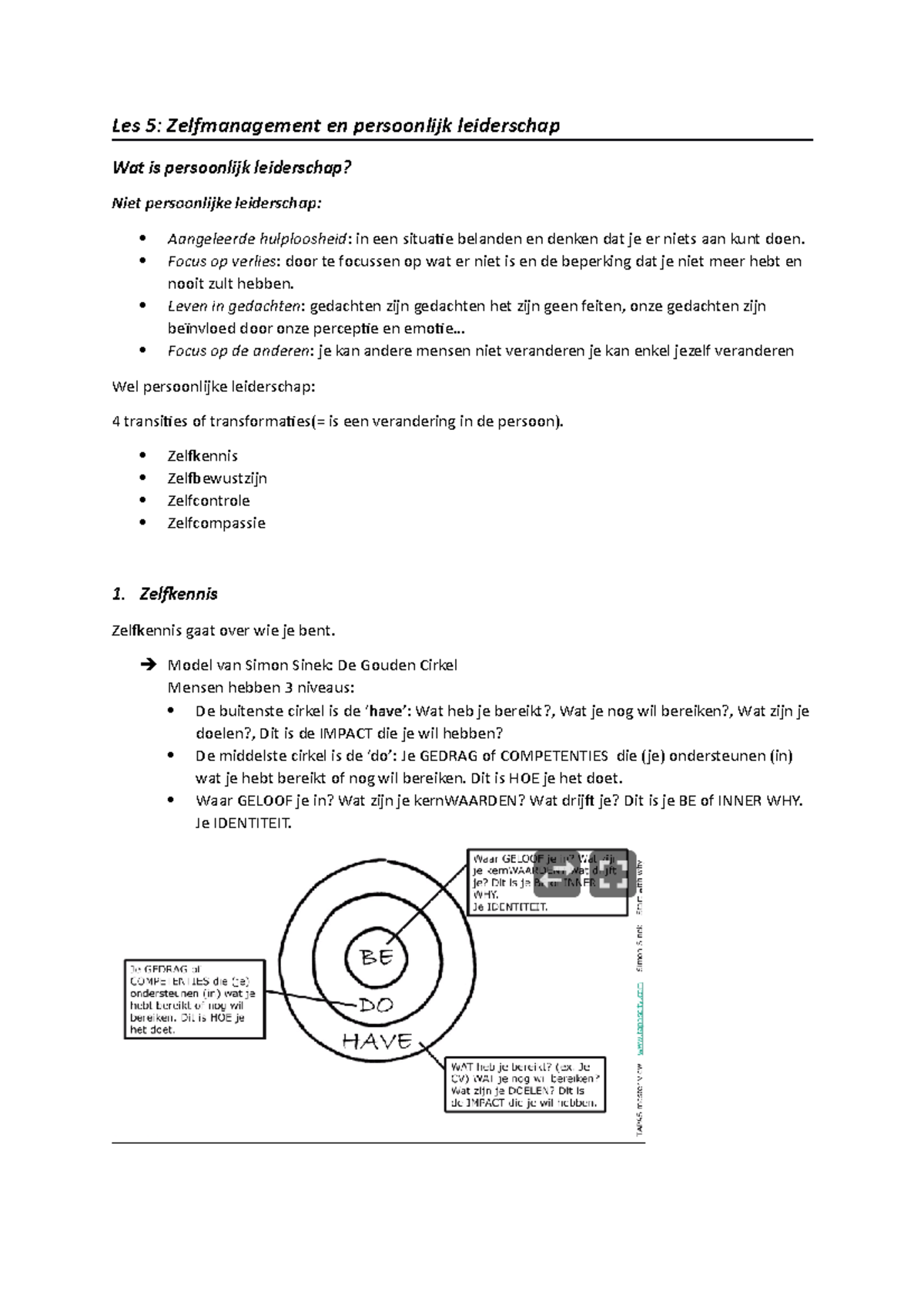 Zelfmanagement en Persoonlijk Leiderschap Les 5 - Les 5: Zelfmanagement ...