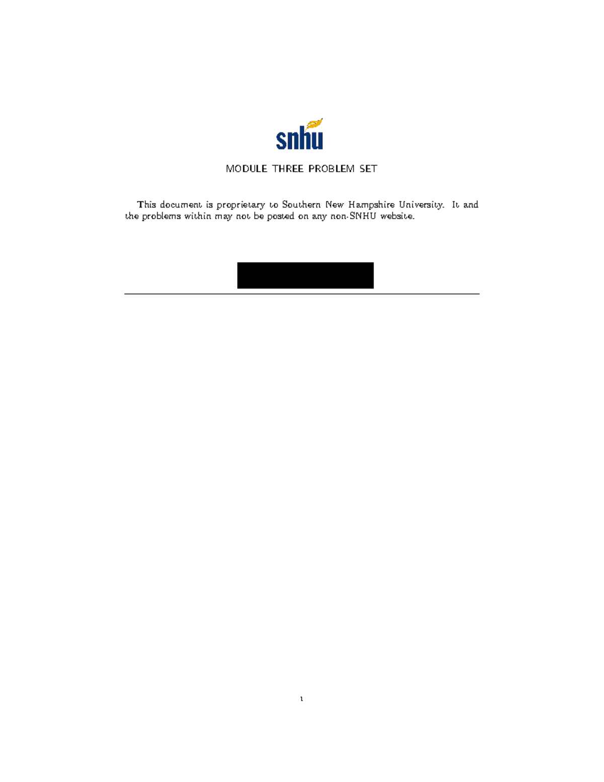 Module 3 Problem Set Module Three Problem Set This Document Is Proprietary To Southern New