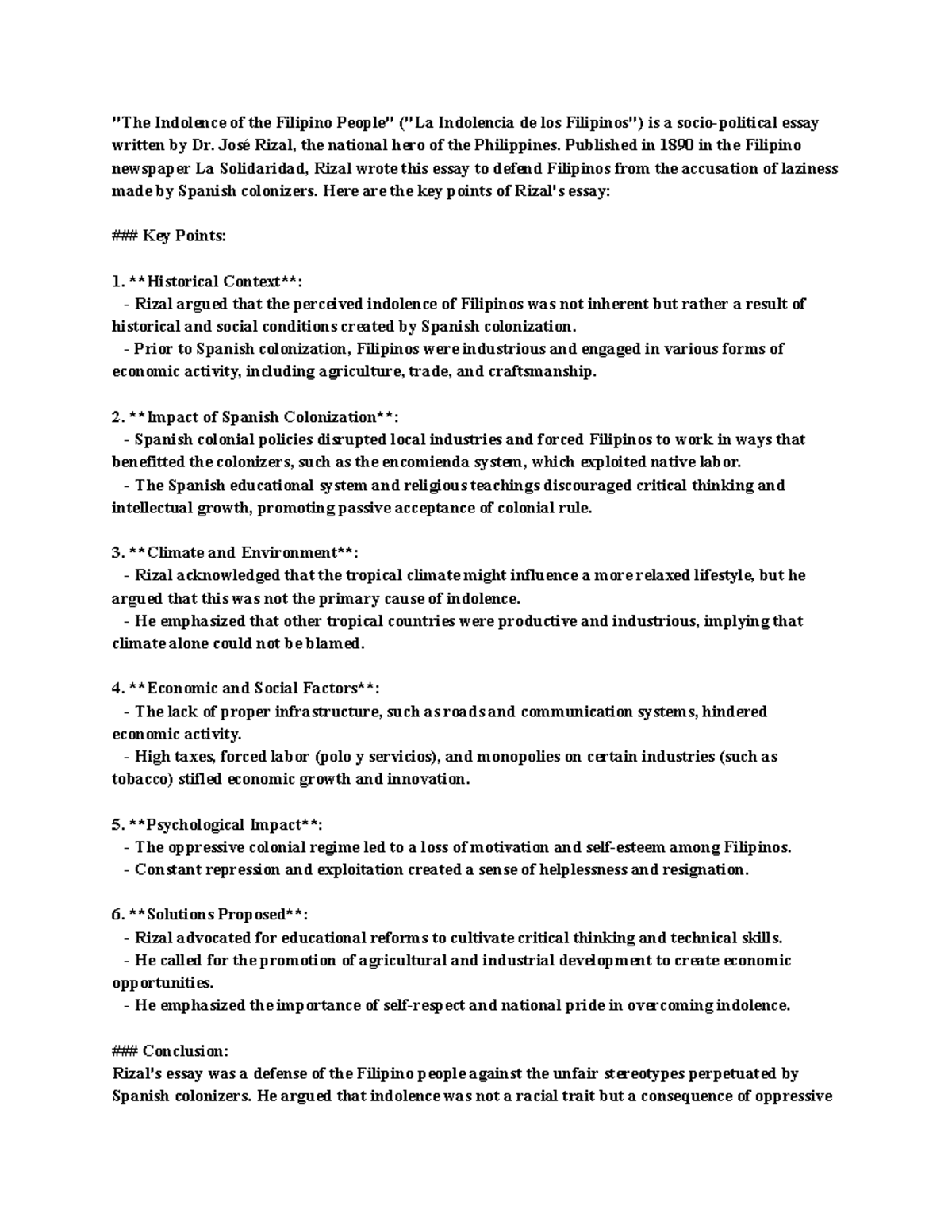 The Indolence of the Filipino People ( La Indolencia de los Filipinos ...