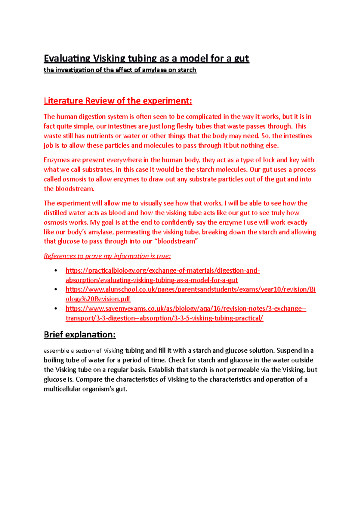 Proposal - Evaluating Visking tubing as a model for a gut the ...