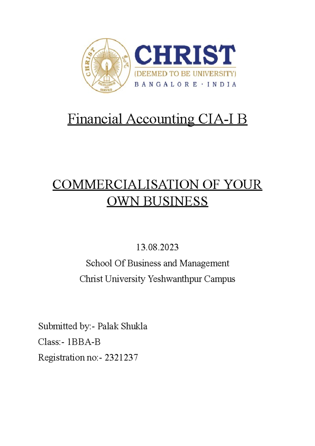 Financial Accounting CIA - Finance and Accounting - School Of Business ...